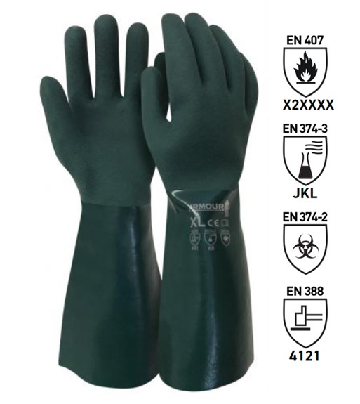 PVC Chemical Gloves Green